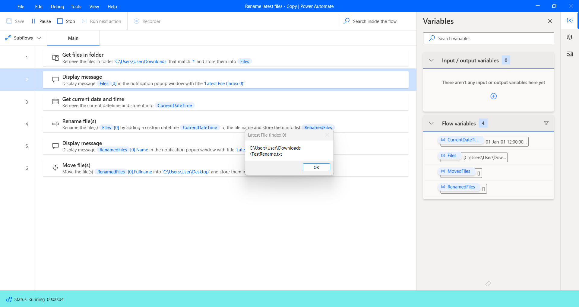 Rename recent file in Downloads folder and move to specific folder with ...