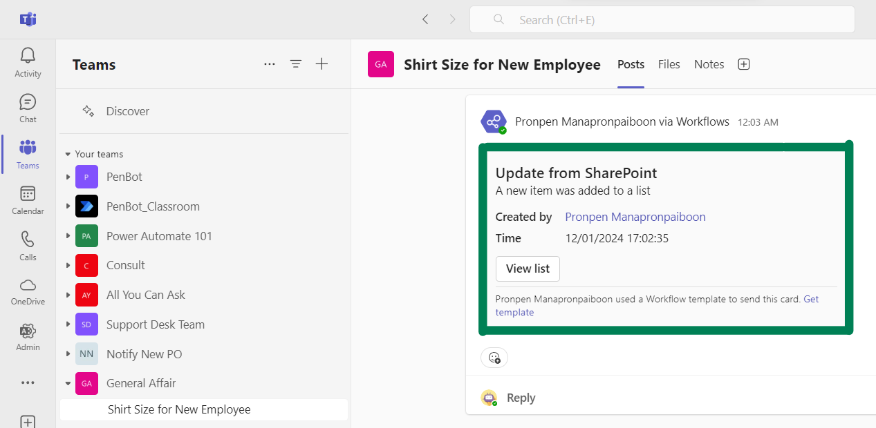 Notify a team of new SharePoint file/SharePoint list item – PenBot_RPA
