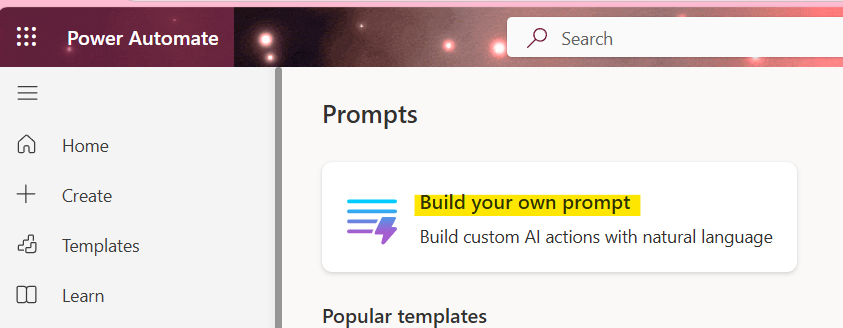 Build your own prompt in AI prompts and create simple flow – PenBot_RPA