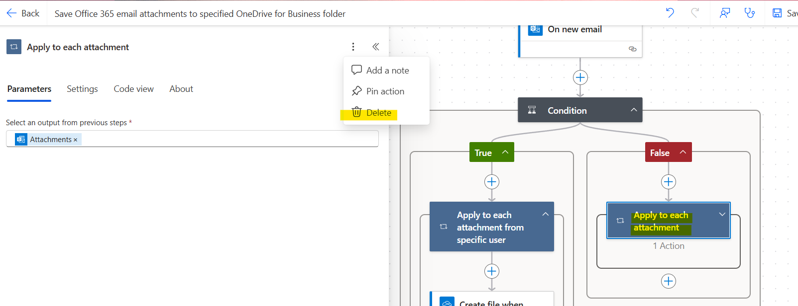 Save Office 365 email attachments to specified OneDrive for Business ...