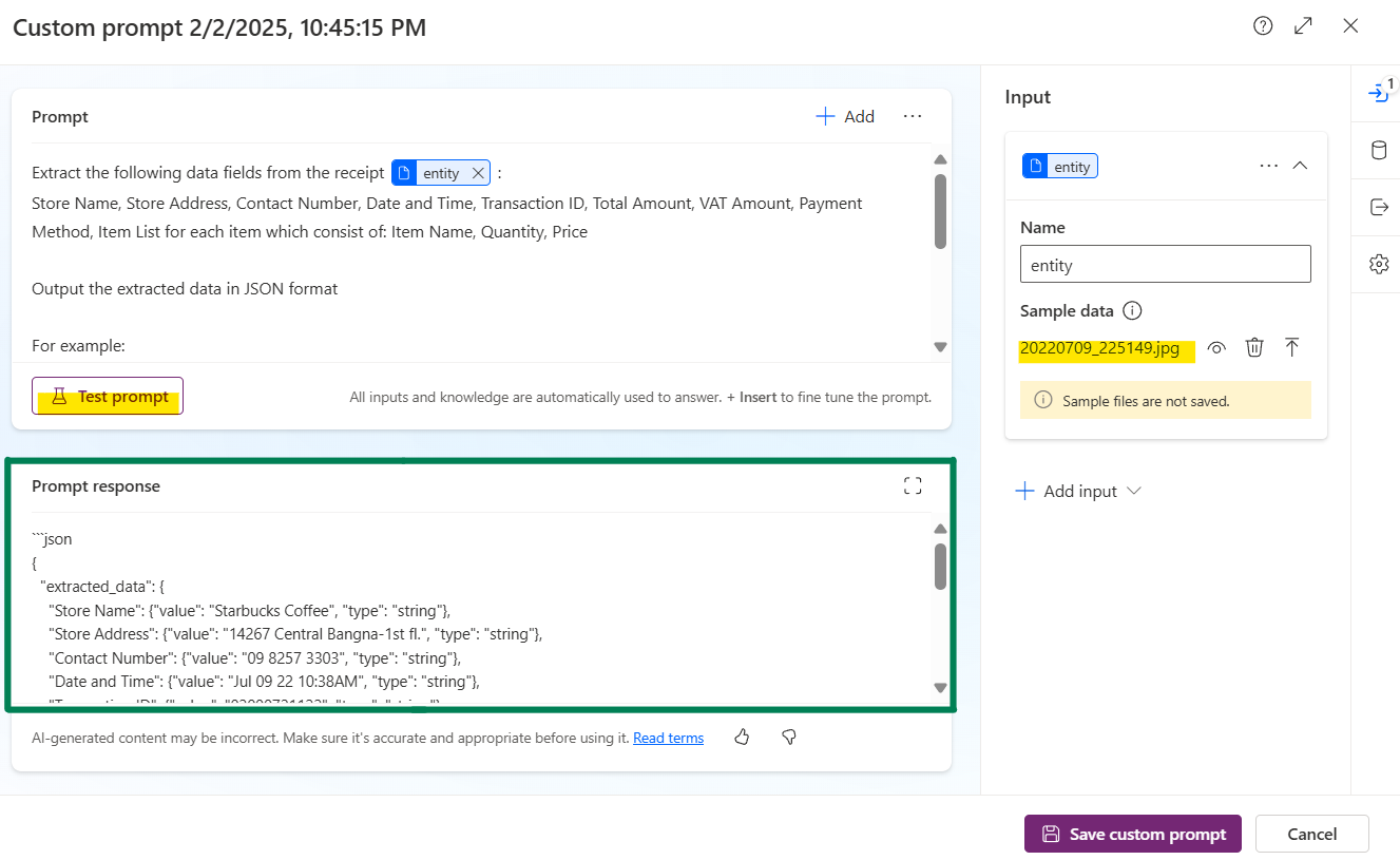 How to use custom prompt in AI prompts (Power Platform) – PenBot_RPA