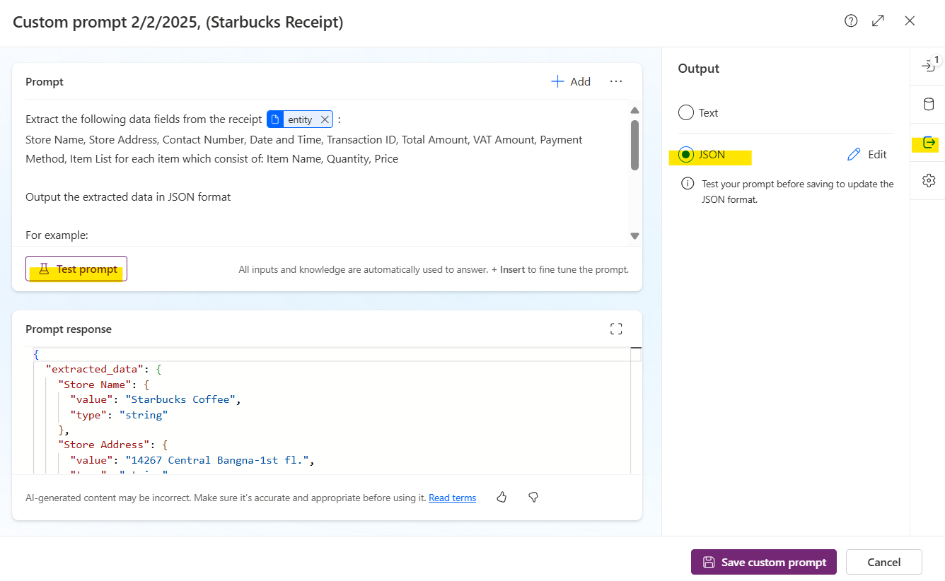 How to use custom prompt in AI prompts (Power Platform) – PenBot_RPA
